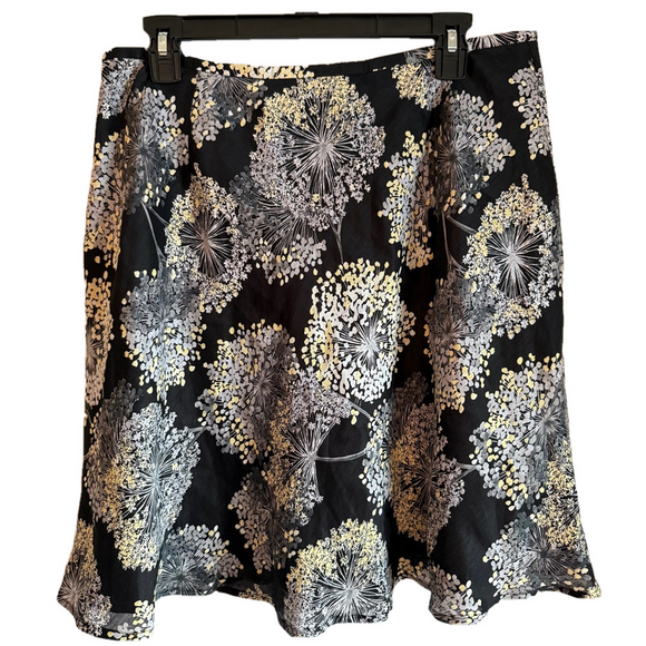 Talbots | Skirts | Talbots Black Floral Multi Color Thin Lite Linen ...